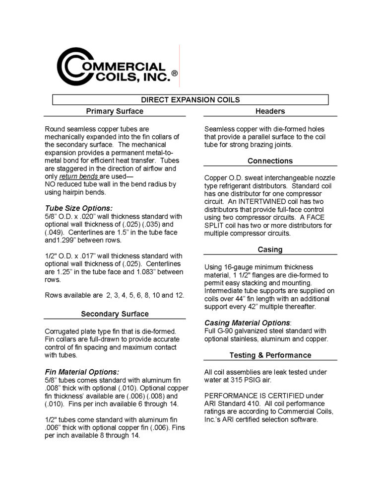 Efficient DX Coils for Reliable Commercial HVAC Systems